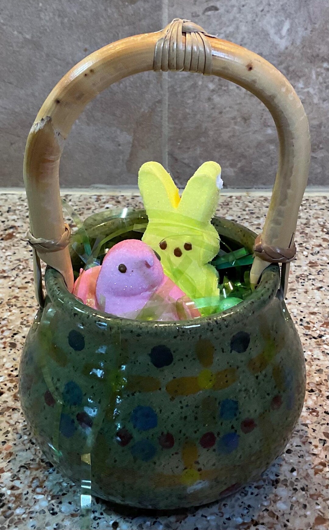 Ceramic Easter Basket With Cane Handle (small) - Etsy