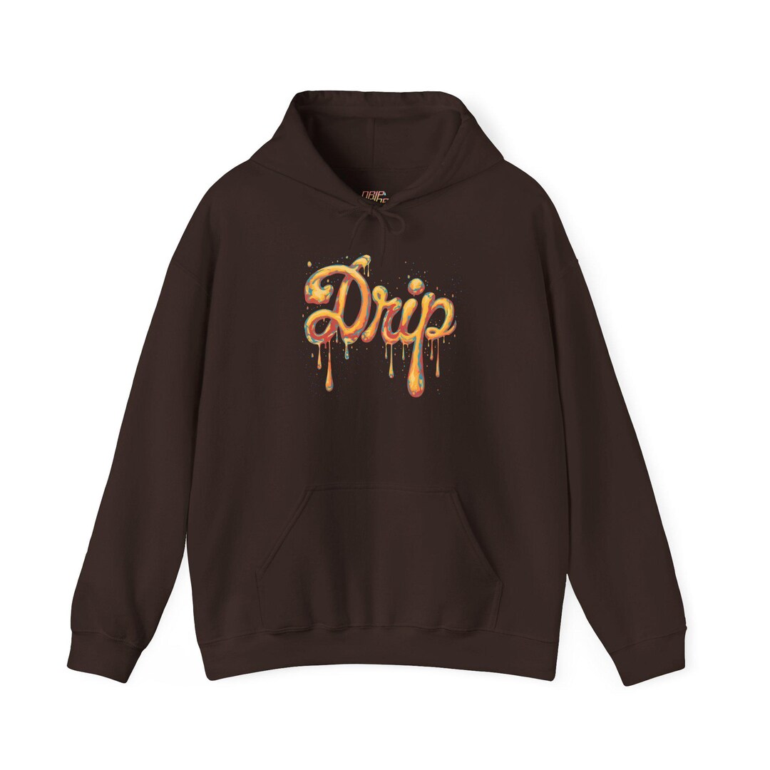 Drip Hoodie Sweatshirt, FREE SHIPPING, Gold Orange Pink Liquid Effect ...