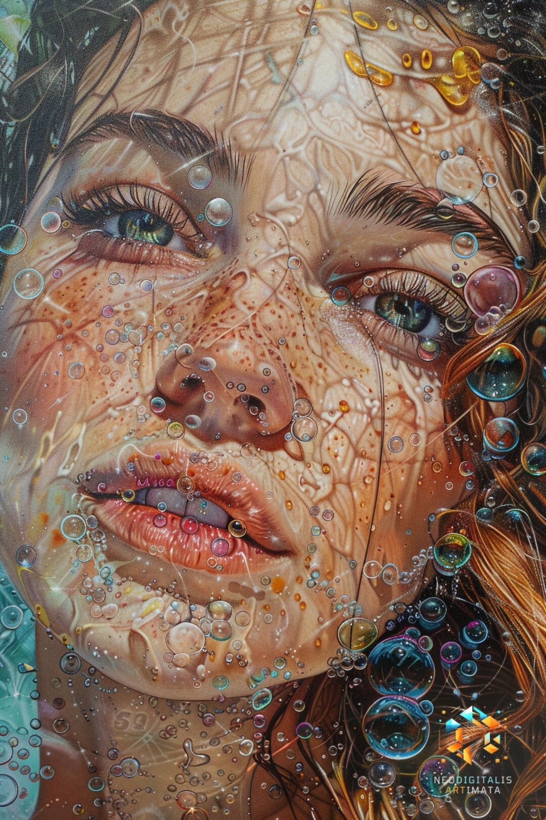 Bubbled Beauty Depths Original Bubble Wrap Style Portrait Wall Art - Etsy