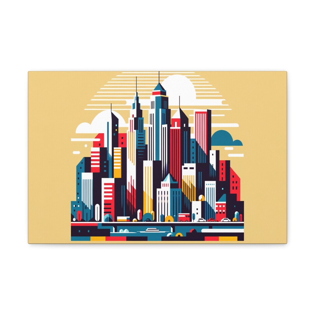 Urban Rhapsody: Retro-future Skyline - Pop Wall Art - Etsy