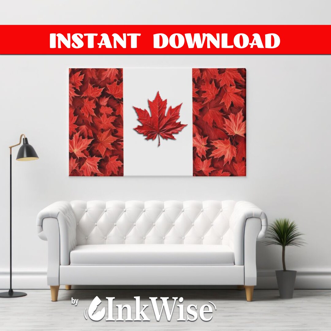 Canada Day Wall Art Flag Designed With Beautiful Maple Leaves Download ...