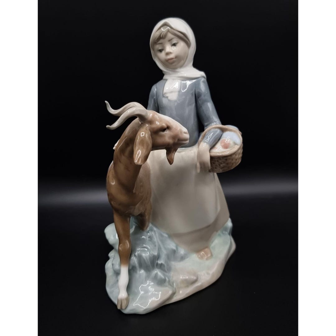 Vintage LLARDO Girl With Goat Porcelain Hand-painted - Etsy
