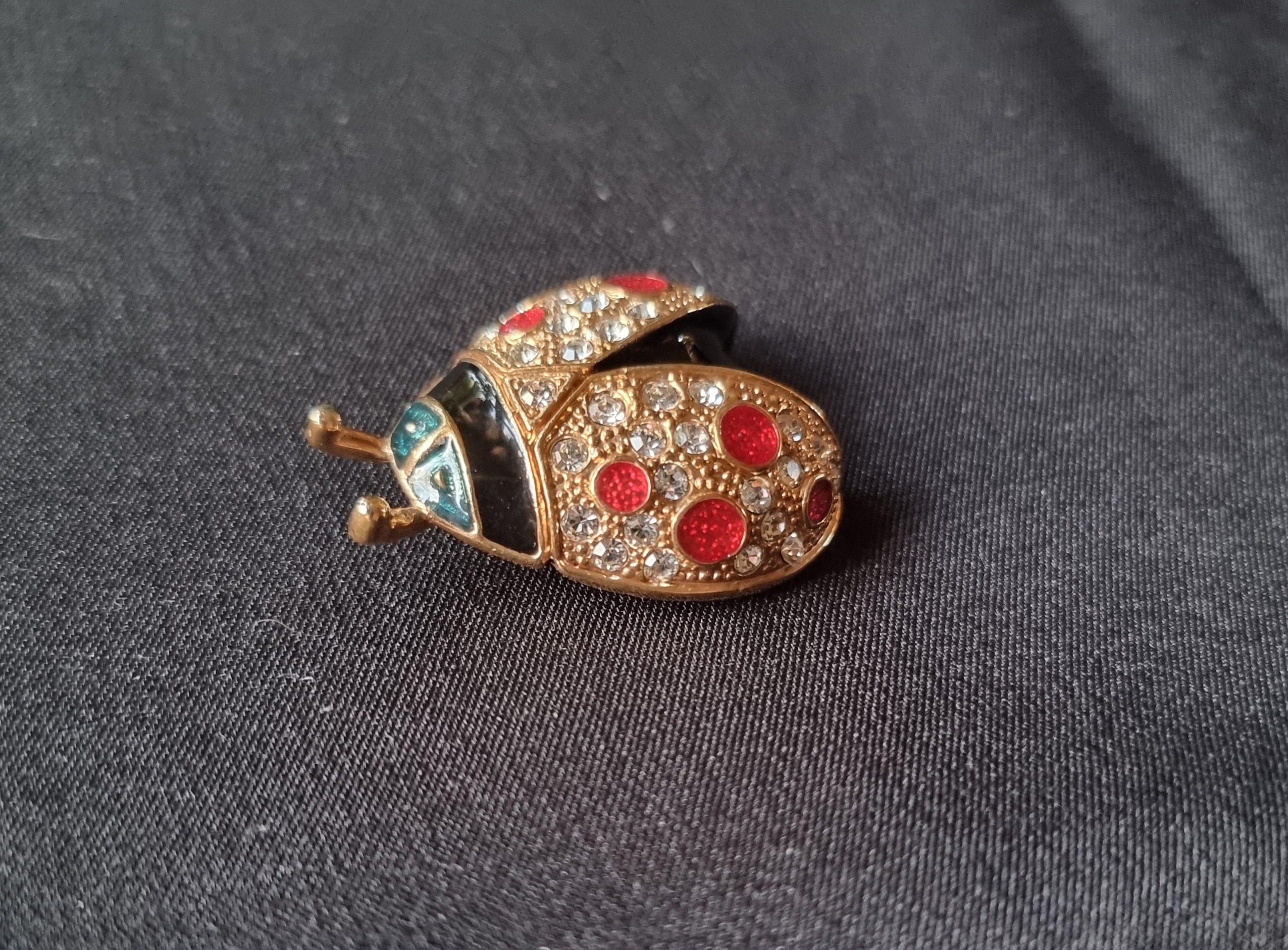 Vintage ROMAN Signed 1980's Lady Bug Pin Brooch Gold Tone and Red ...