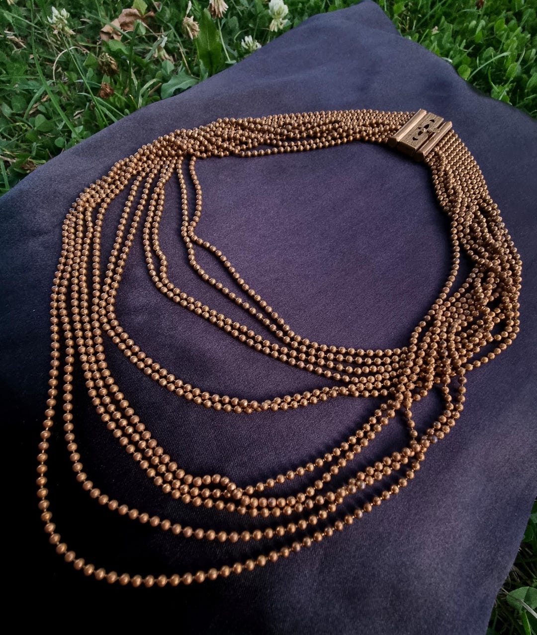 Vintage 1930s Brass Bead Necklace PAT PEND Signed Gold Plated - Etsy