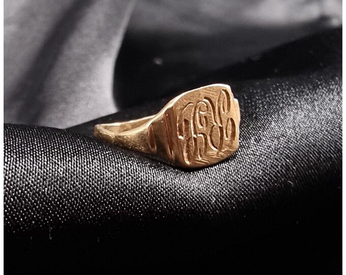 Antique 1900-1920s 14K Gold Monogrammed Signet Ring - Etsy