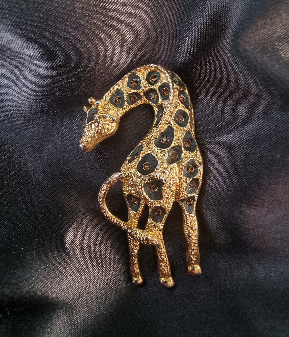 Vintage Rhinestone Giraffe Looking Brooch - Etsy