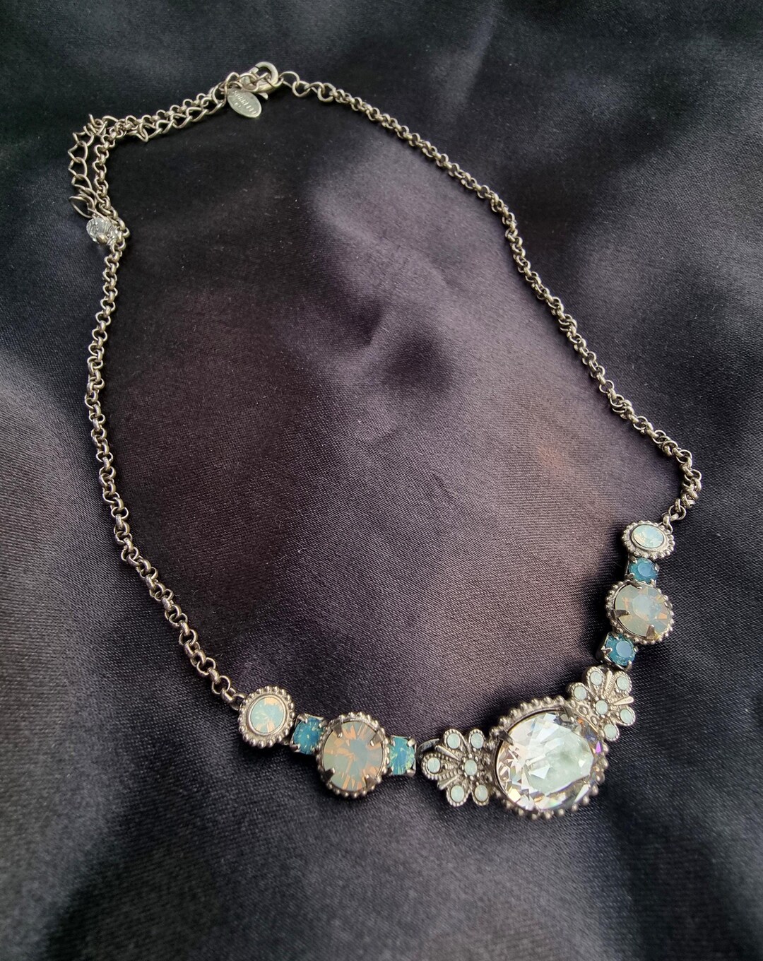 Rare Find Vintage SORRELLI Crystal Clear Milk Blue Necklace Antique ...