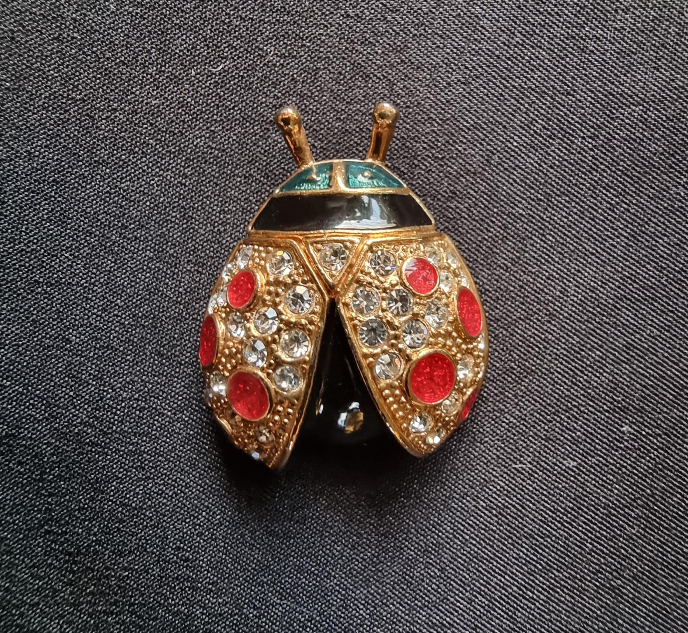 Vintage ROMAN Signed 1980's Lady Bug Pin Brooch Gold Tone and Red ...
