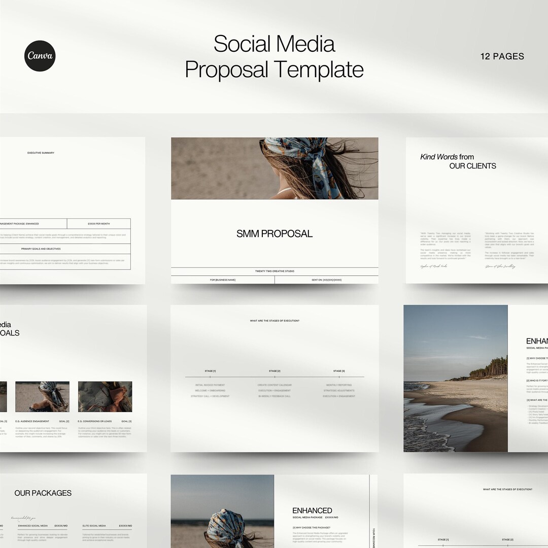 Social Media Manager Proposal Template Customise in Canva Minimalist ...