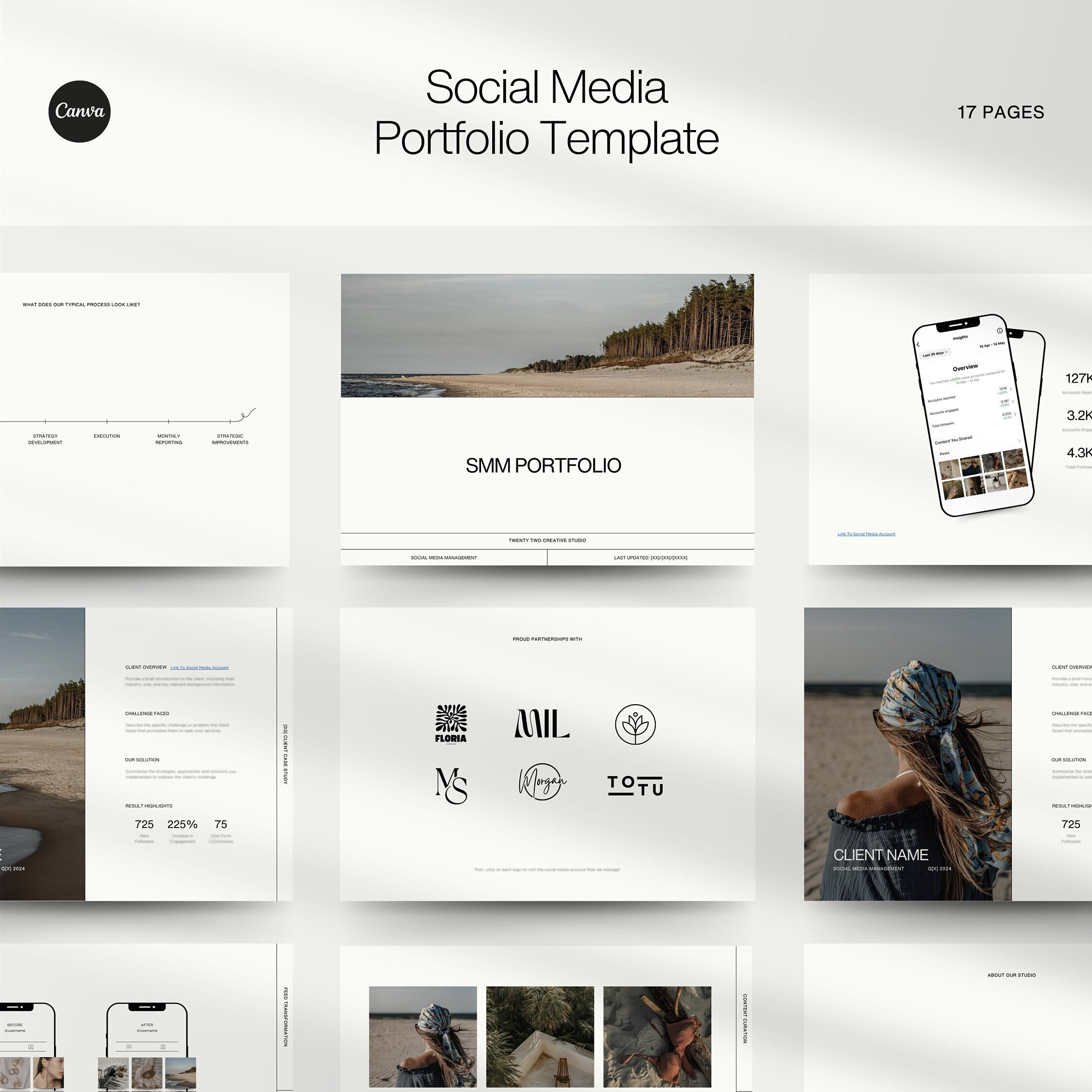 Social Media Portfolio Template | Customise in Canva | Minimalist ...