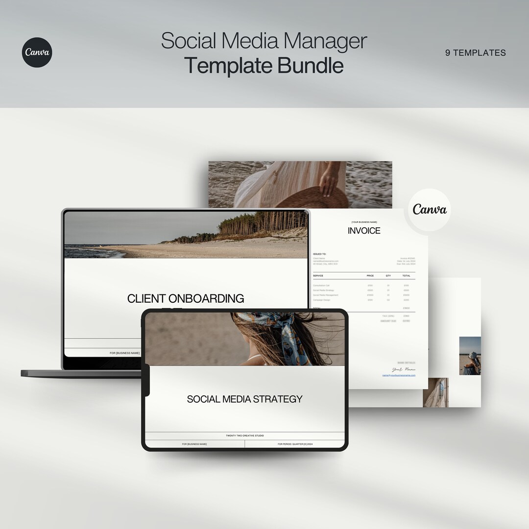 Social Media Manager Template Bundle Customise in Canva Minimalist ...