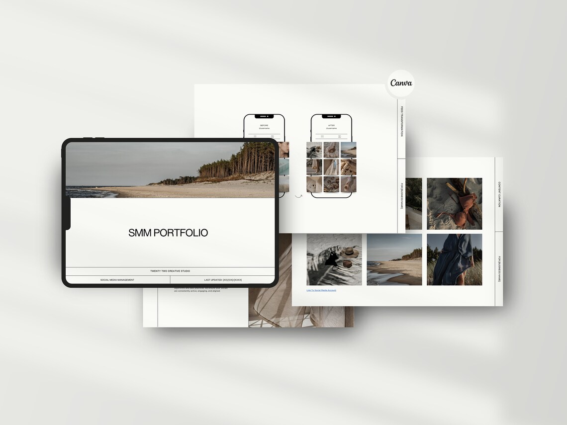 Social Media Portfolio Template | Customise in Canva | Minimalist ...