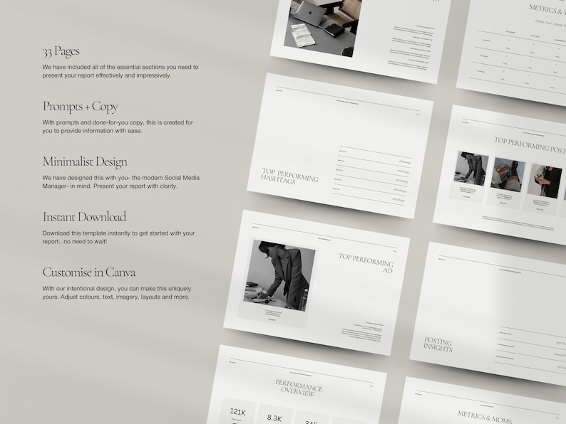 Social Media Report Template: Minimalist Canva Design (digital Download) - Etsy