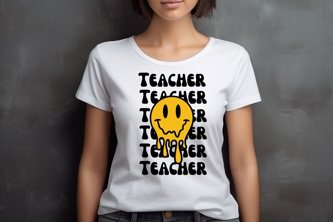 Retro Smiley Face Teacher PNG - Etsy