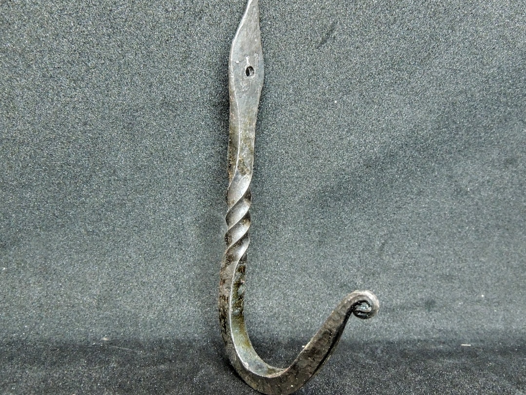 Hand Forged J Hook Blacksmithing Twisted Steel Finial Scroll - Etsy