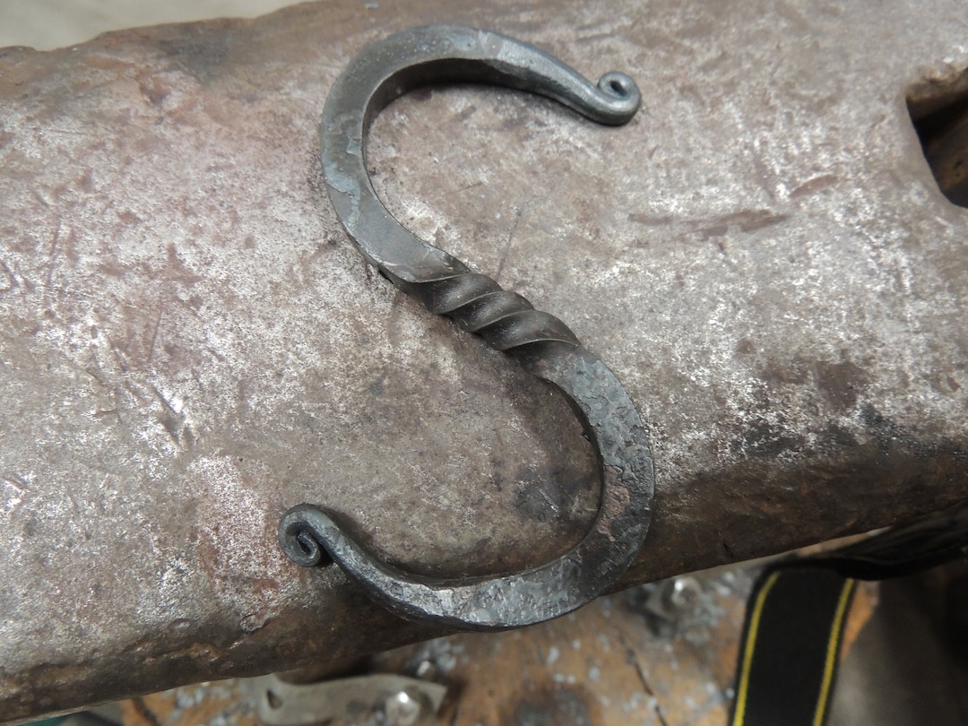 Hand Forged S Hook Blacksmithing Twisted Steel With Scroll - Etsy