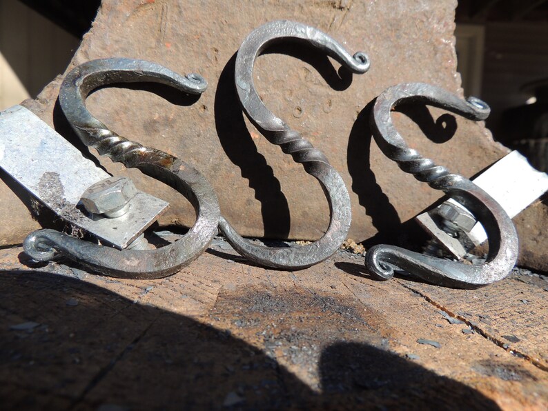 Hand Forged S Hook Blacksmithing Twisted Steel With Scroll - Etsy