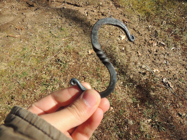 Hand Forged S Hook Blacksmithing Twisted Steel With Scroll - Etsy
