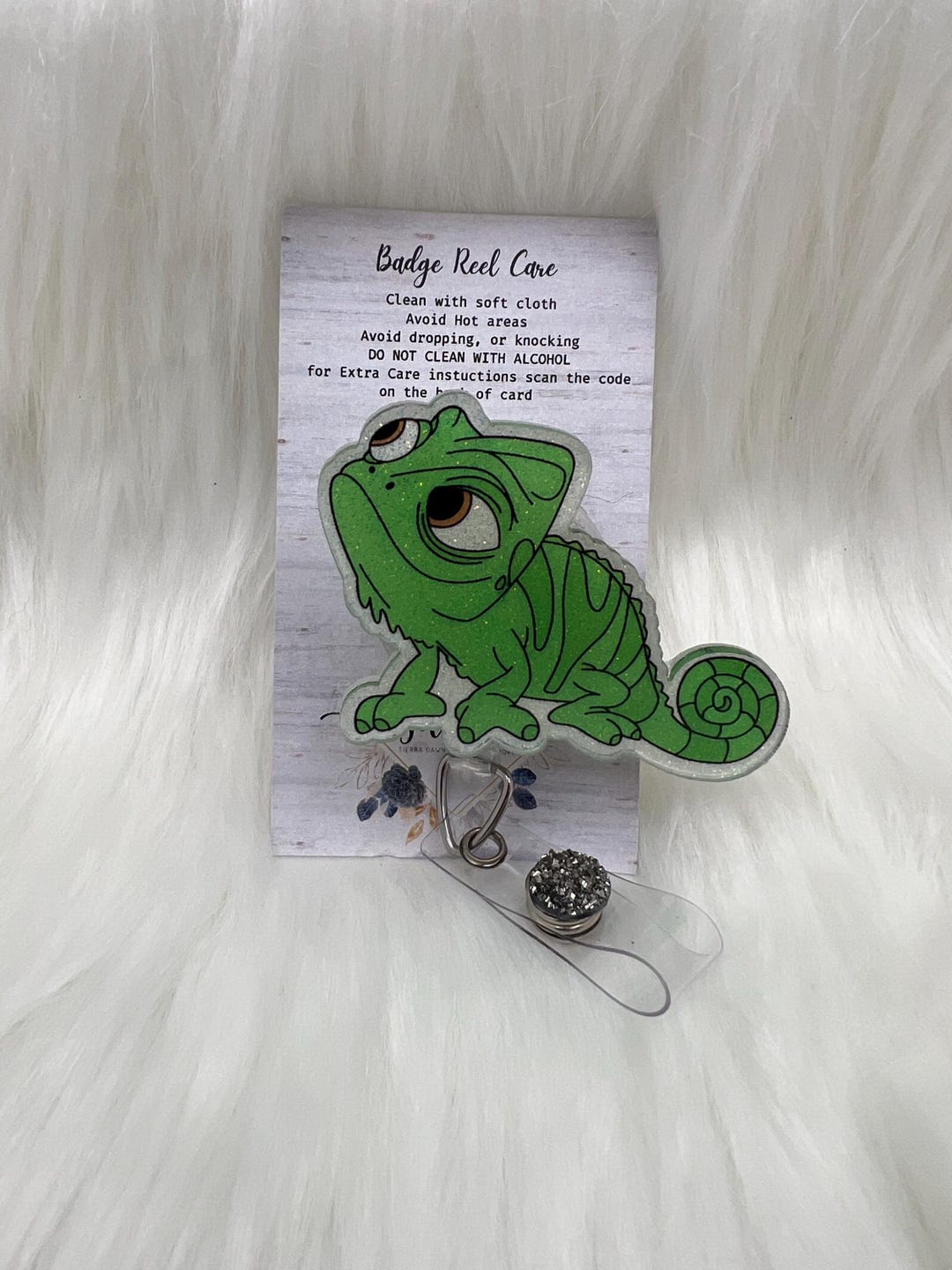 Pascal Lizard Badge Reel: Gem Glitter Nurse, CNA Gift - Etsy