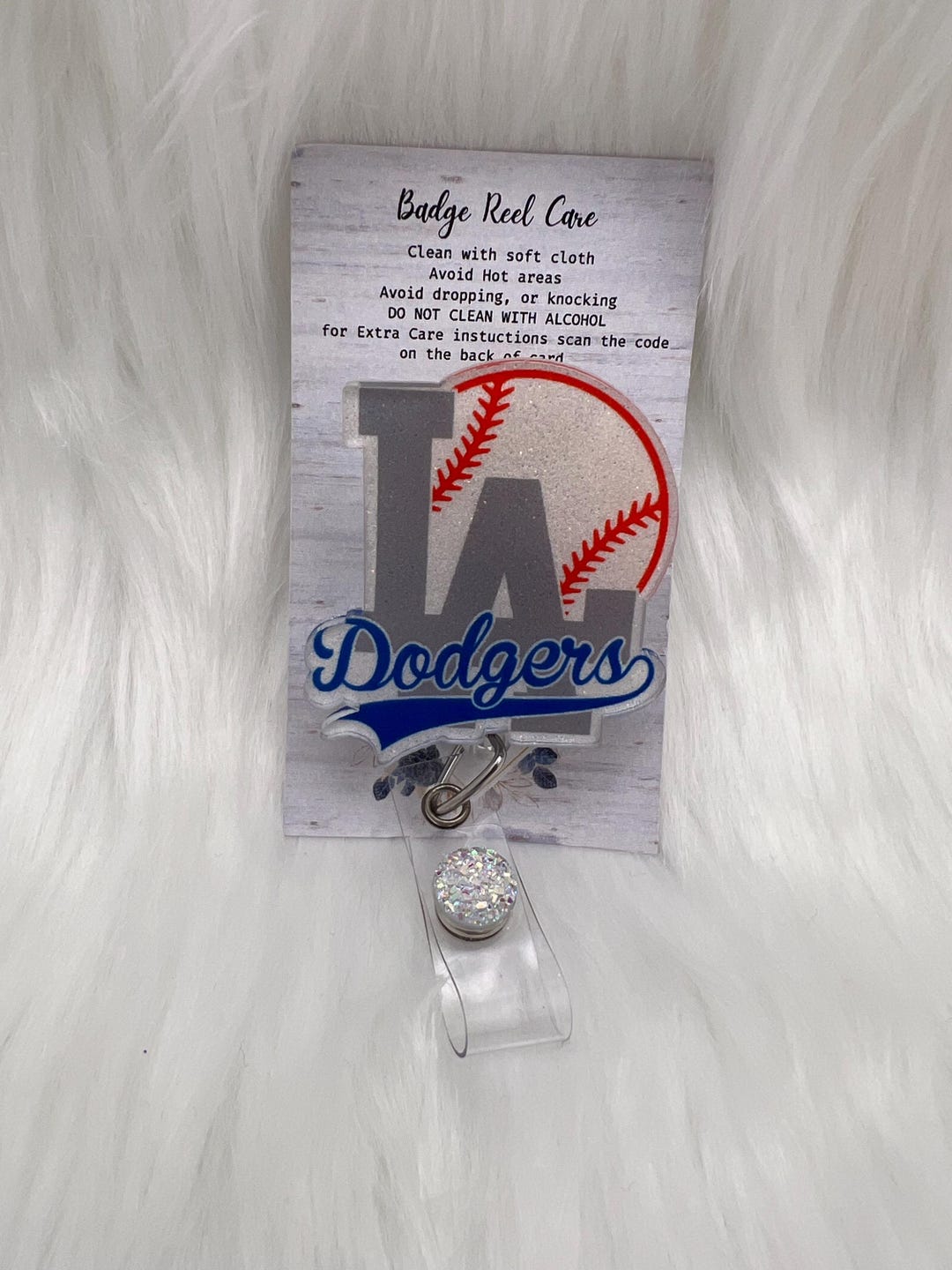 LA Badge Reel: Baseball Fan Nurse Gift With Gem - Etsy