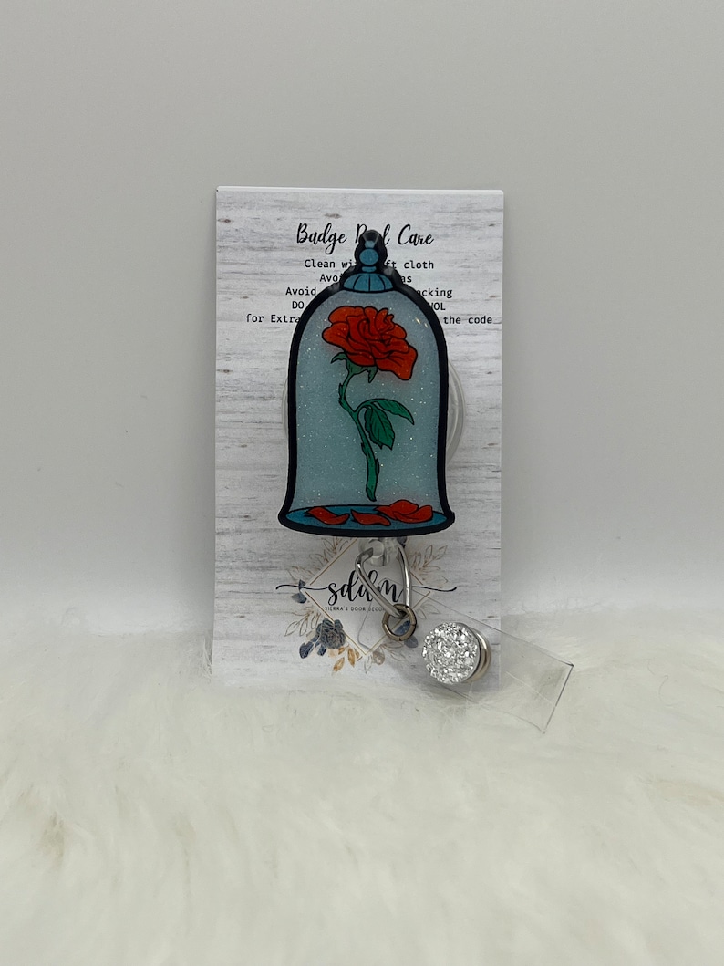 Enchanted Rose in a Vase Badge Reel-cute Badge Reel-nurse-lpn-rn-gifts ...