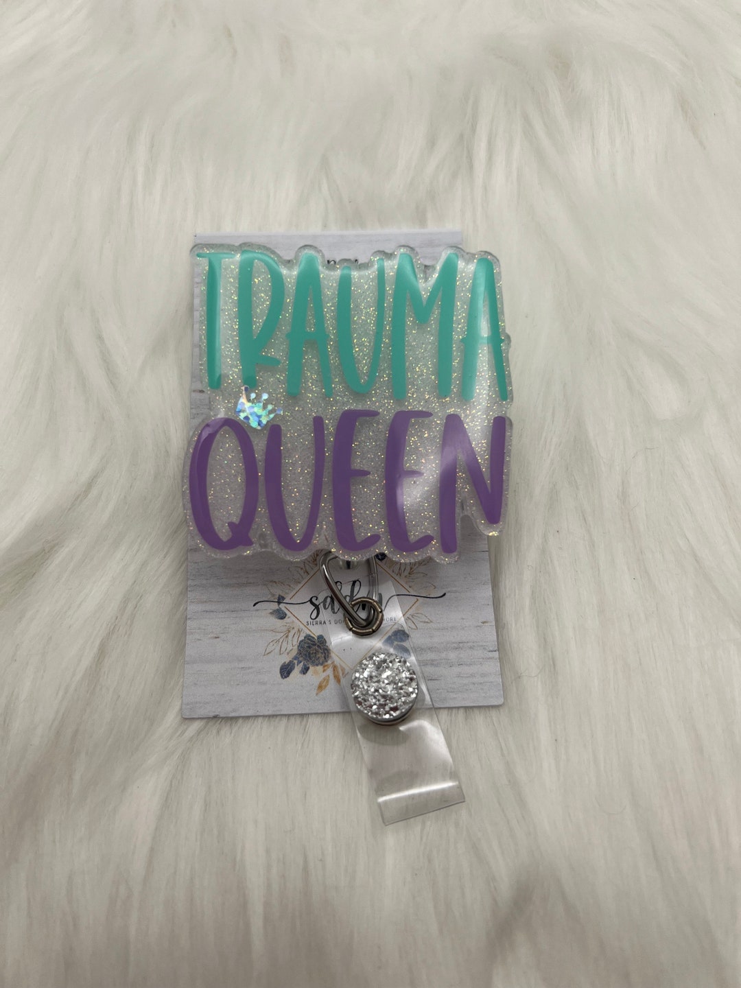 Trauma Queen Badge Reel: Nurse/rn/lpn Gift, Gem Detail - Etsy