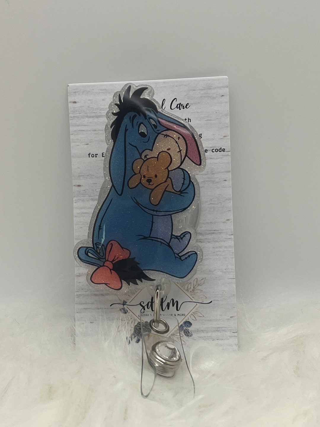 Blue Donkey With Teddy Bear-badge Reel-cute Badge Reel-nurse-lpn-rn ...
