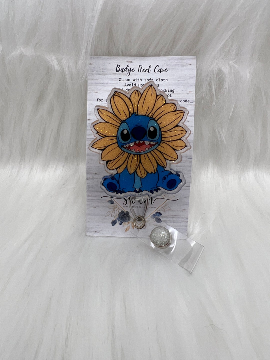 Blue Alien With Sunflower Head Badge Reel-cute Badge Reel-nurse-lpn-rn ...