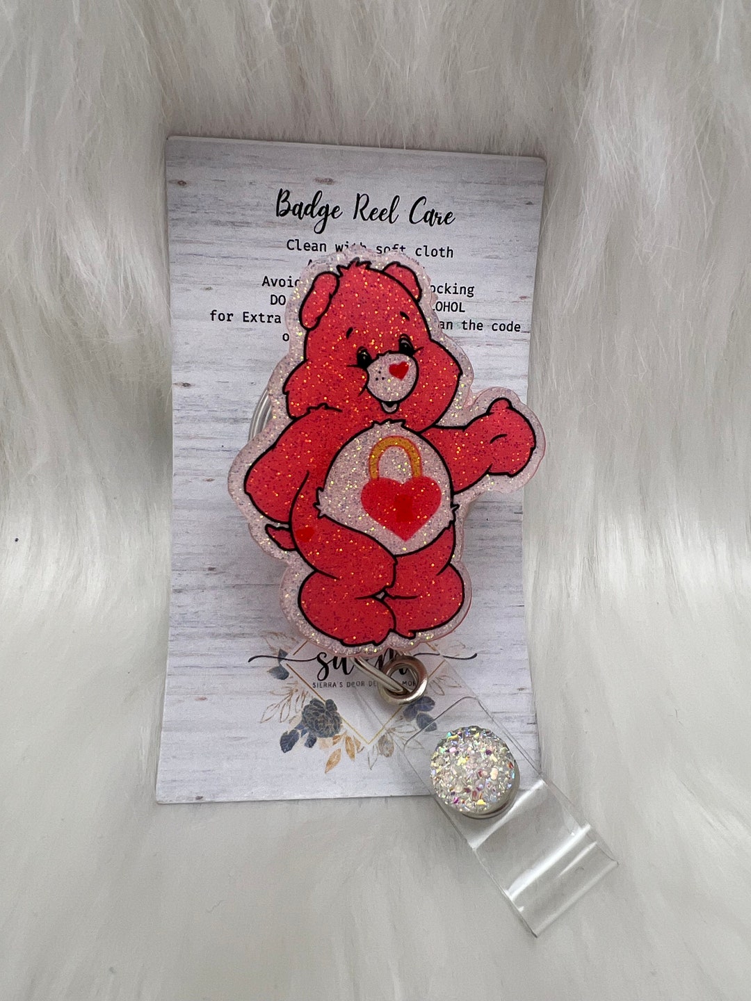 Pink Care Bear Badge Reel-cute Badge Reel-nurse-lpn-rn-gift for Her ...