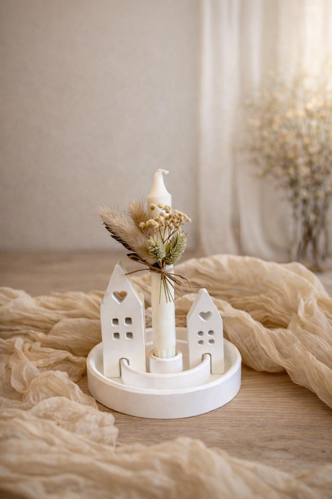 Decorative Plate With Light-up Houses - Candle Plate House - Raysin ...
