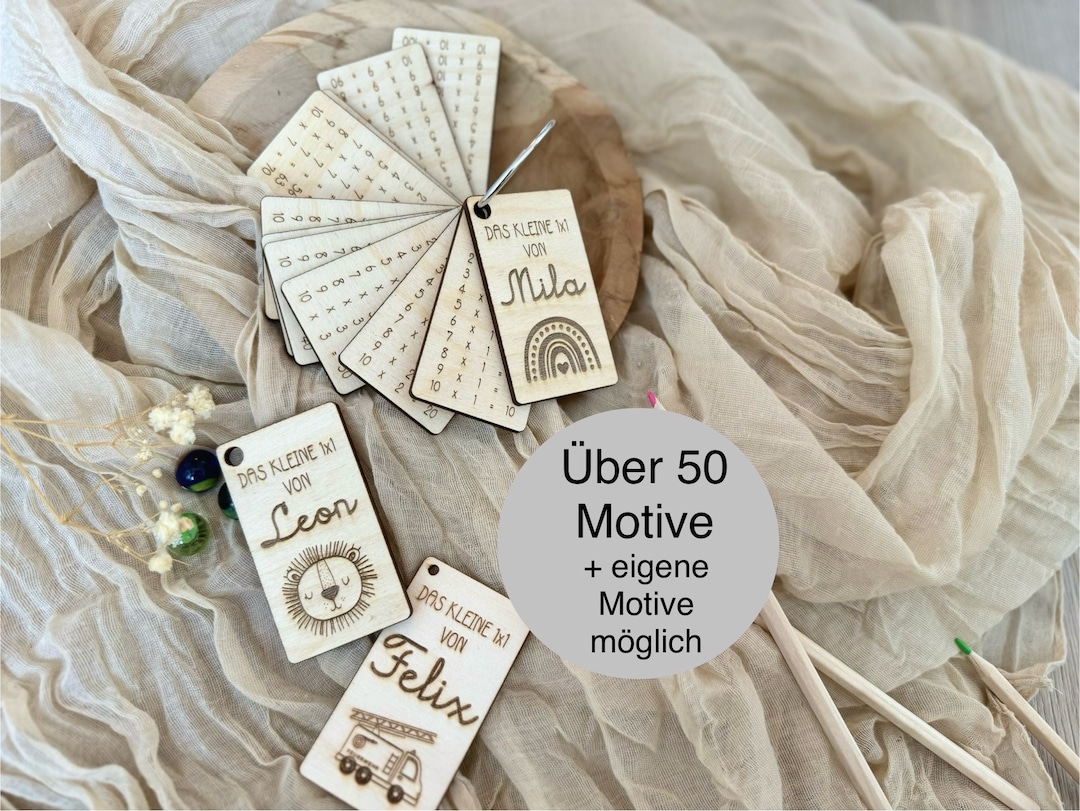 1x1 Pocket Chart Learning Cards Times Tables - 1x1 Wooden Board - Gift ...