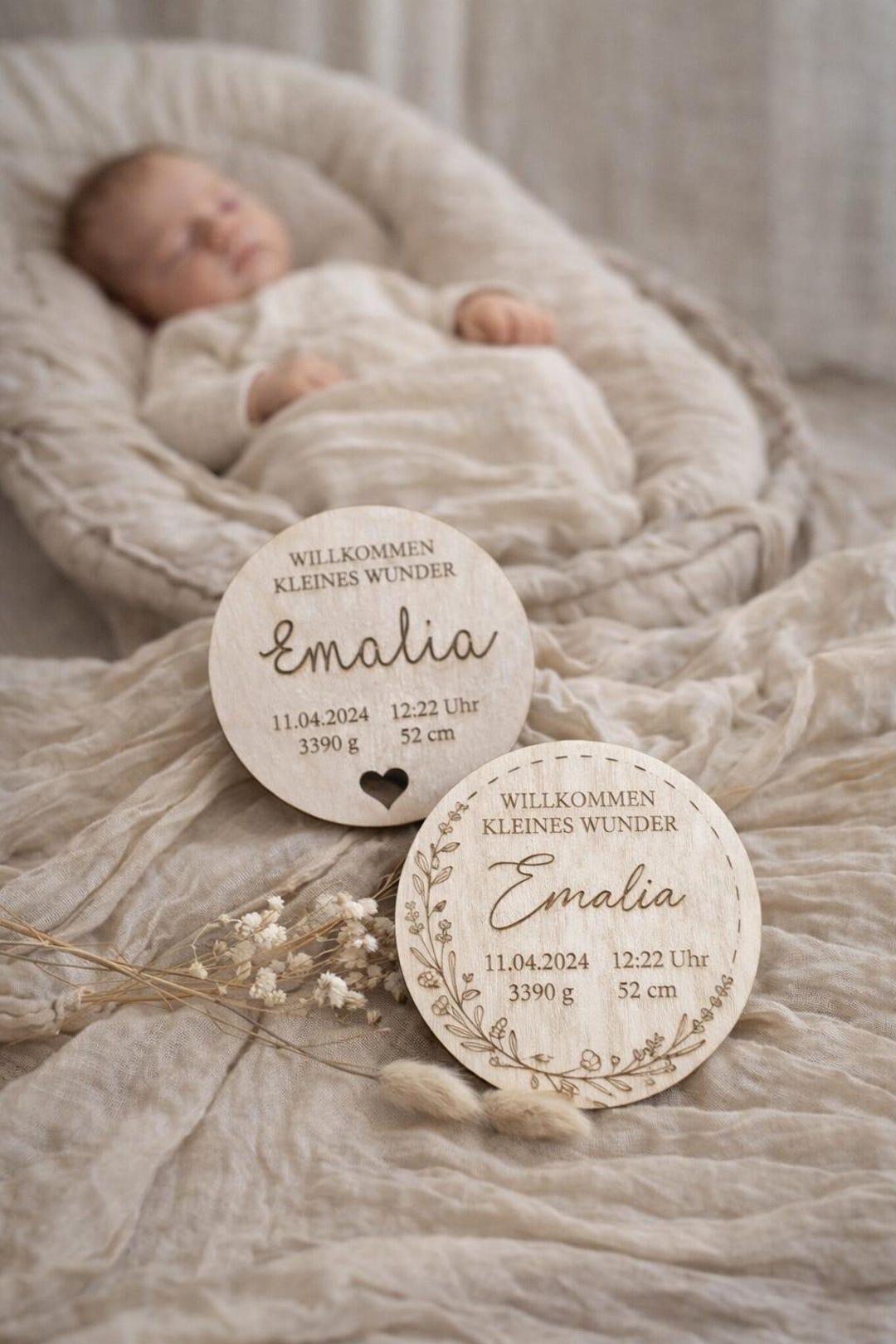 Wooden Milestone Card With Name and Birth Date - Birth Date Engraved ...