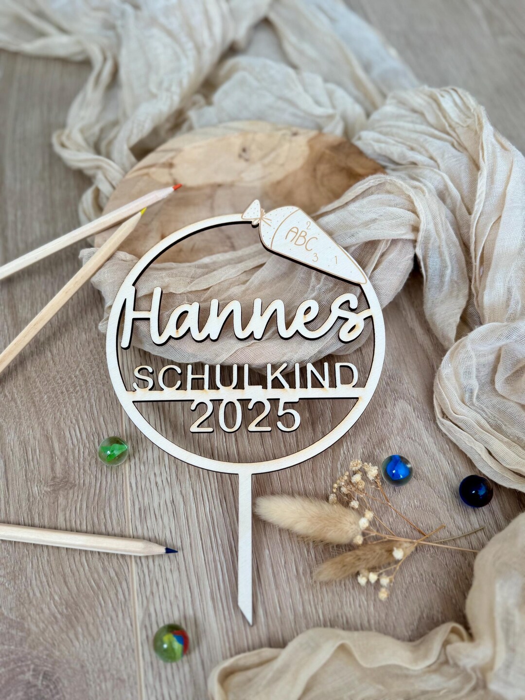 Wooden Cake Topper, Cake Topper for School Enrollment, School Child ...