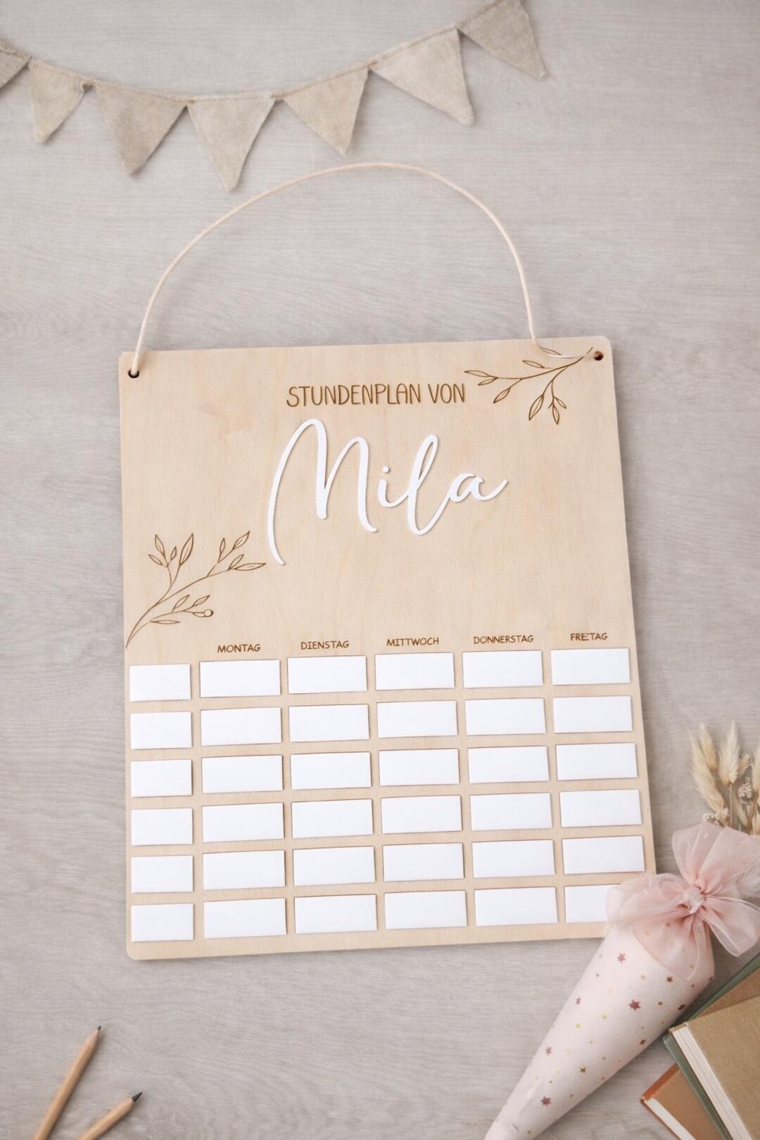 Personalized Timetable - Timetable Children Wood - Timetable ...