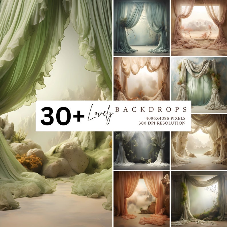 Organic Curtains Backdrop, Nature, Photography Backdrop, Photo Backdrop ...