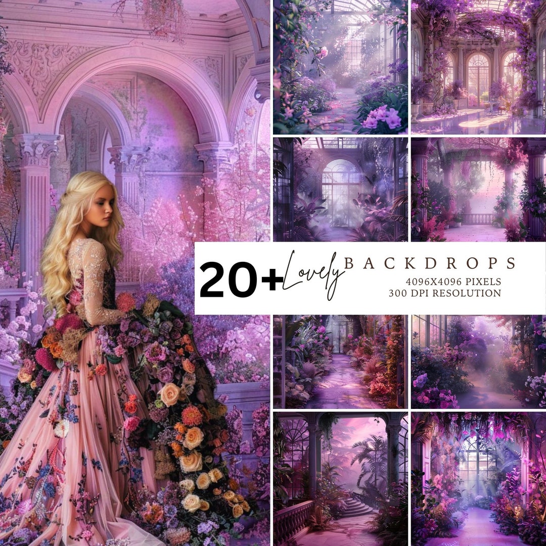 Purple Pink Atrium, Interior, Floral, Nature, Photography Backdrop ...