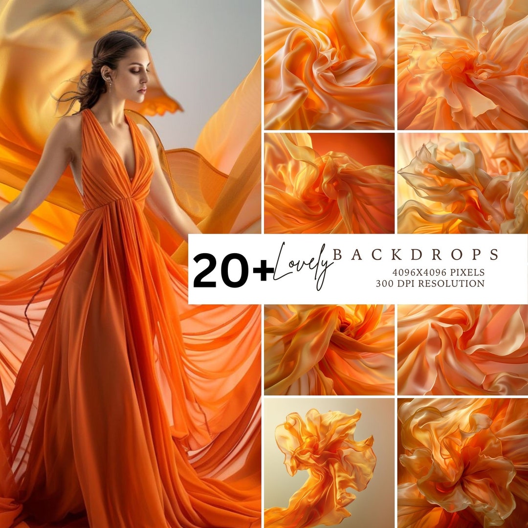 Orange Silk Backdrop, Flowing Fabric Backdrop, Photography Backdrop ...