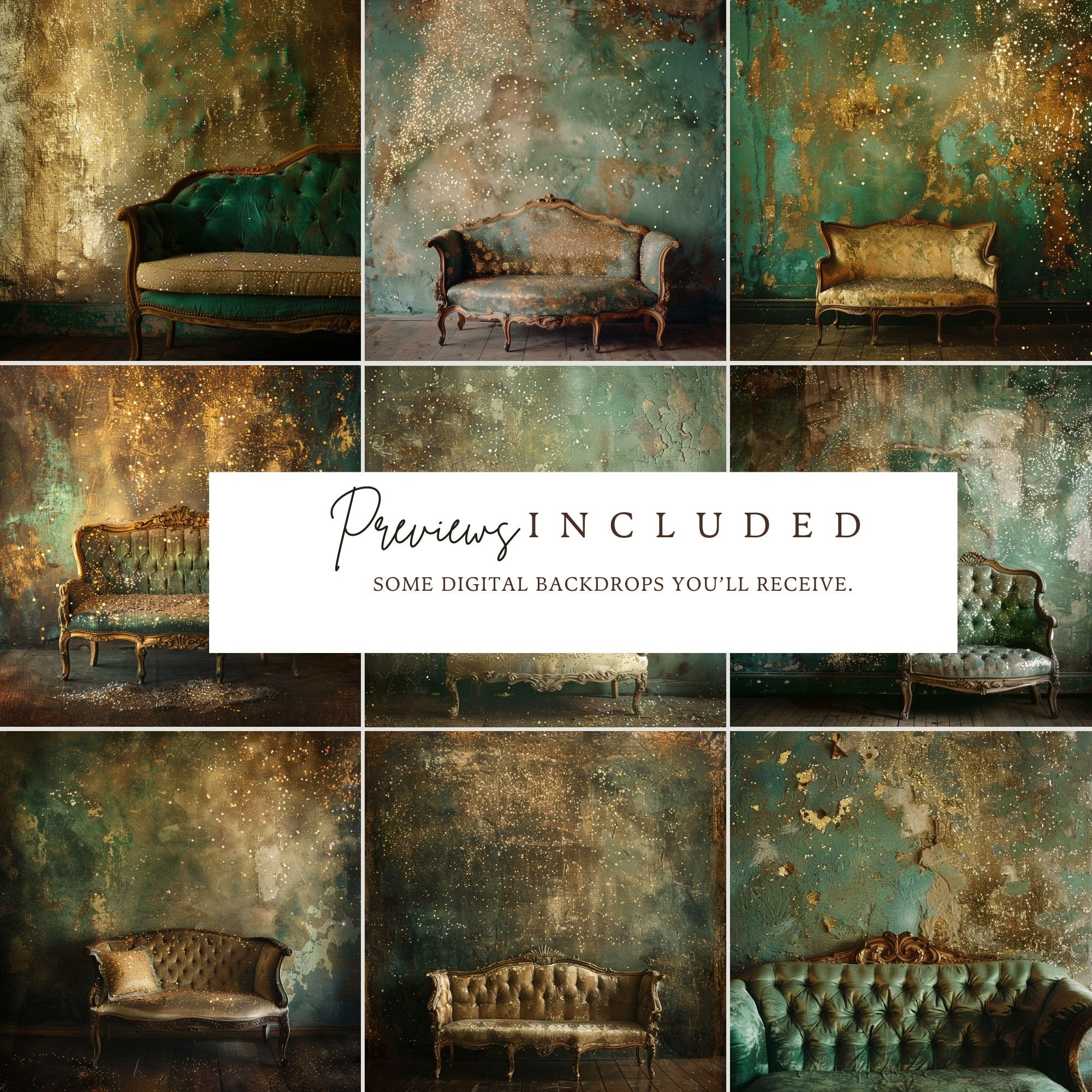 Couch Backdrop, Loveseat, Furniture, Green Gold, Photography Backdrop ...