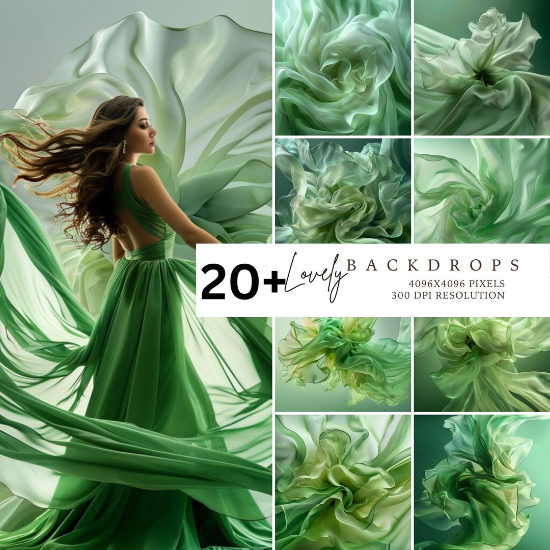 Green Silk Backdrop, Flowing Fabric Backdrop, Photography Backdrop ...