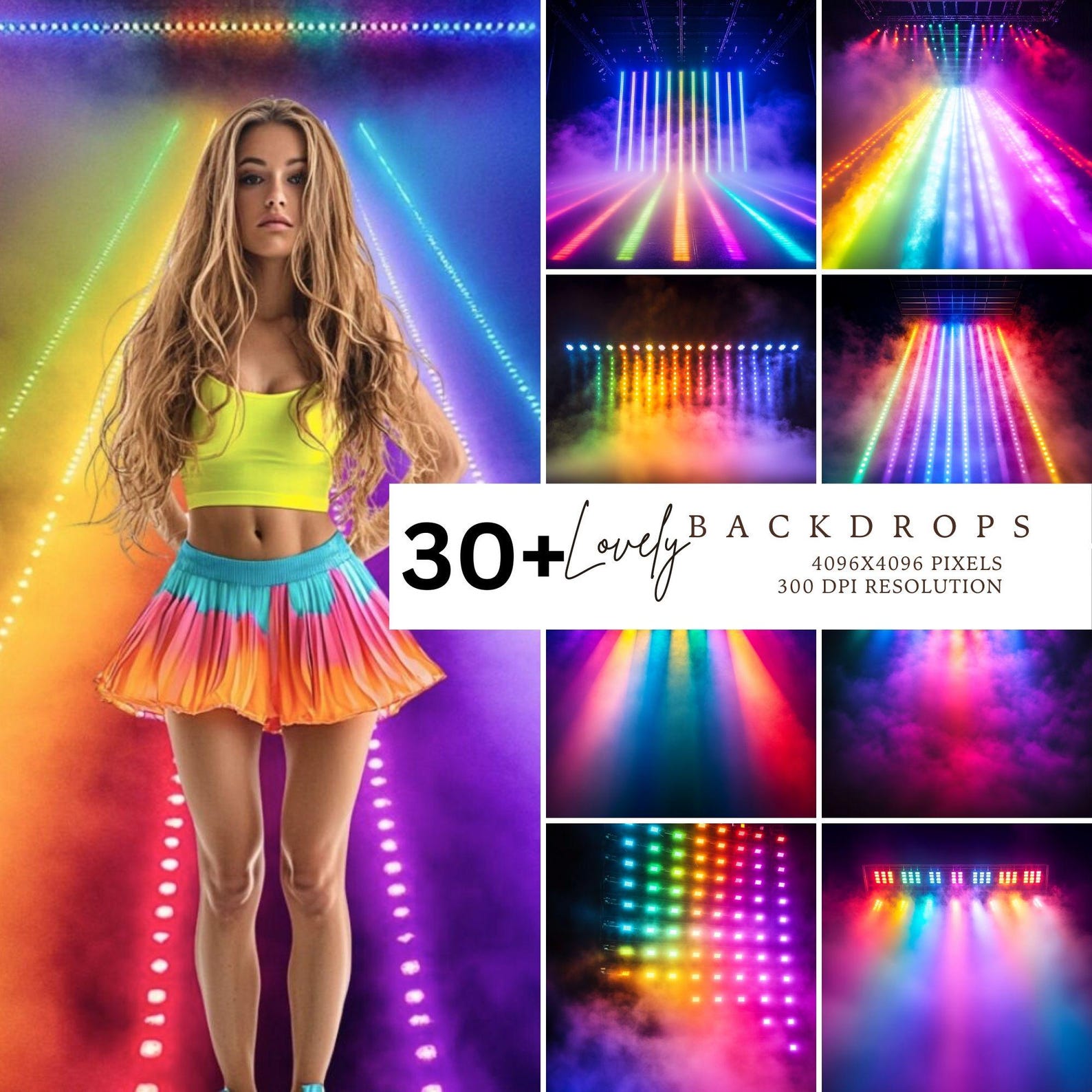 Rainbow Lights Backdrop, Colorful, Stage Lights, Indoor Stage ...