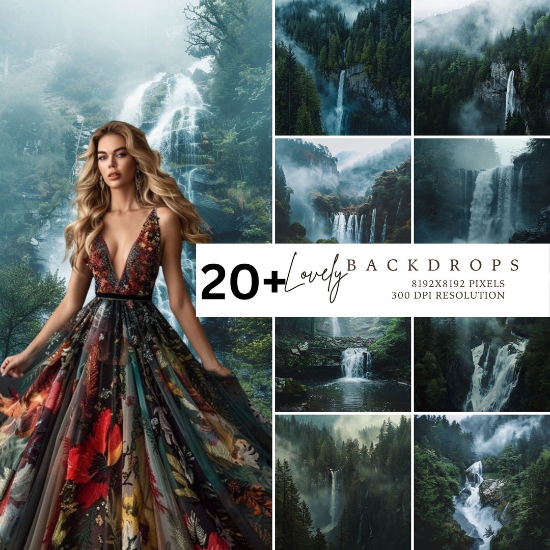 Waterfall Backdrop, Forest Backdrop, Nature, Photography Backdrop ...
