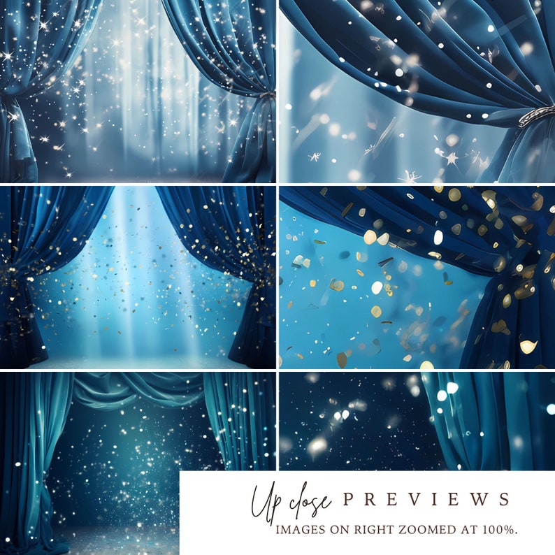Blue Curtains Backdrop, Sparkle, Photography Backdrop, Photo Backdrop ...