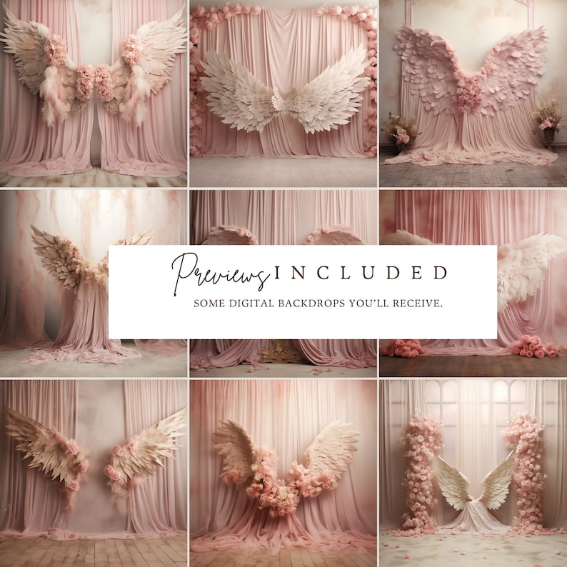 Wings Backdrop, Angel Wings, Light Pink Wings, Photography Backdrop ...
