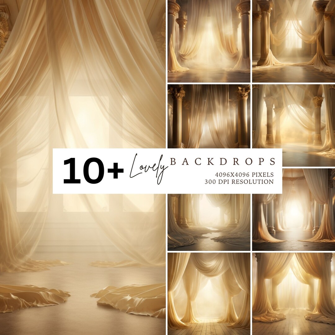 Curtains Backdrop, Cream, Pillars, Romantic, Photography Backdrop ...