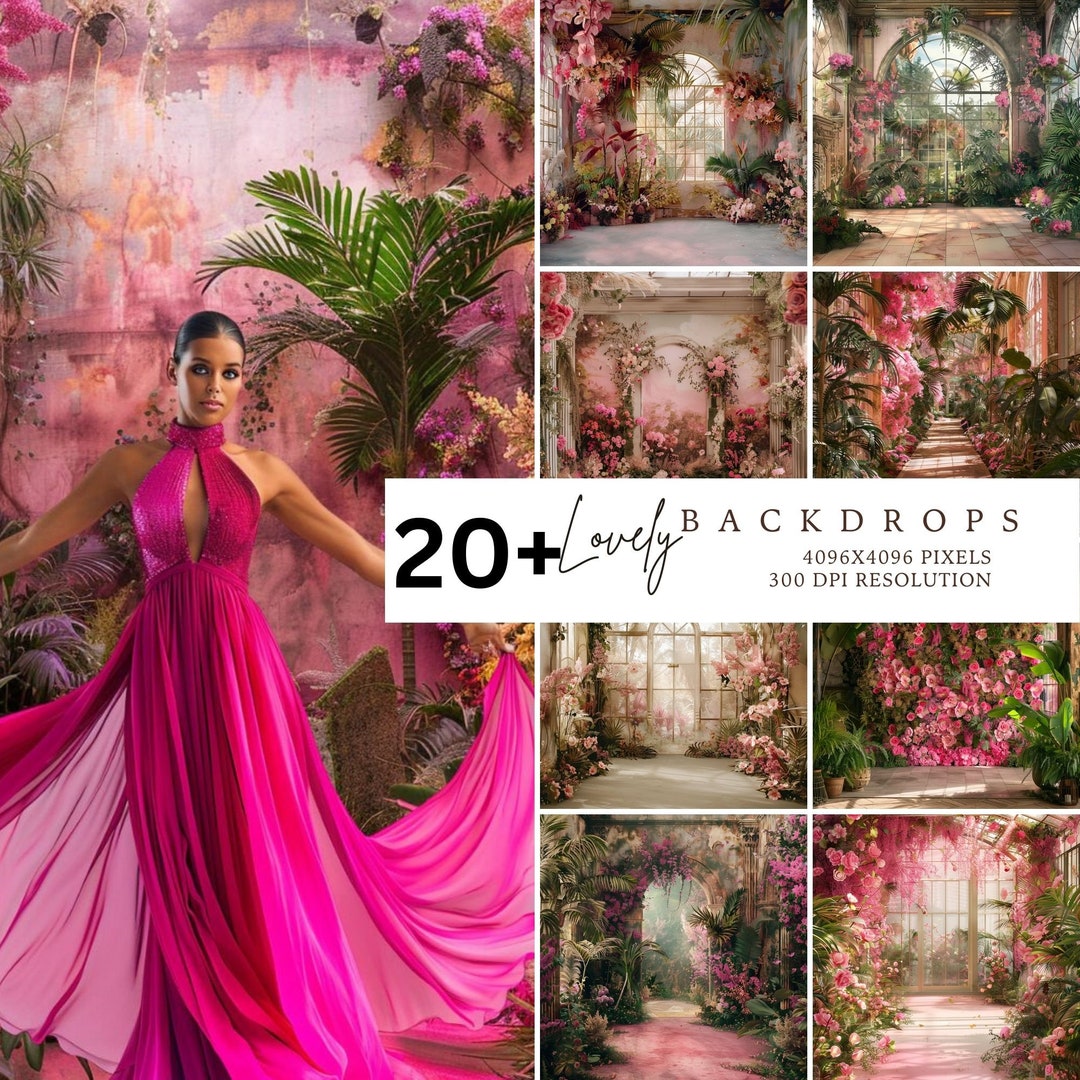 Pink Atrium Backdrop, Interior, Floral, Nature, Photography Backdrop ...