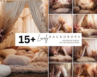 Tent Backdrop, Tepee Backdrop, Beige and White, Photography Backdrop ...