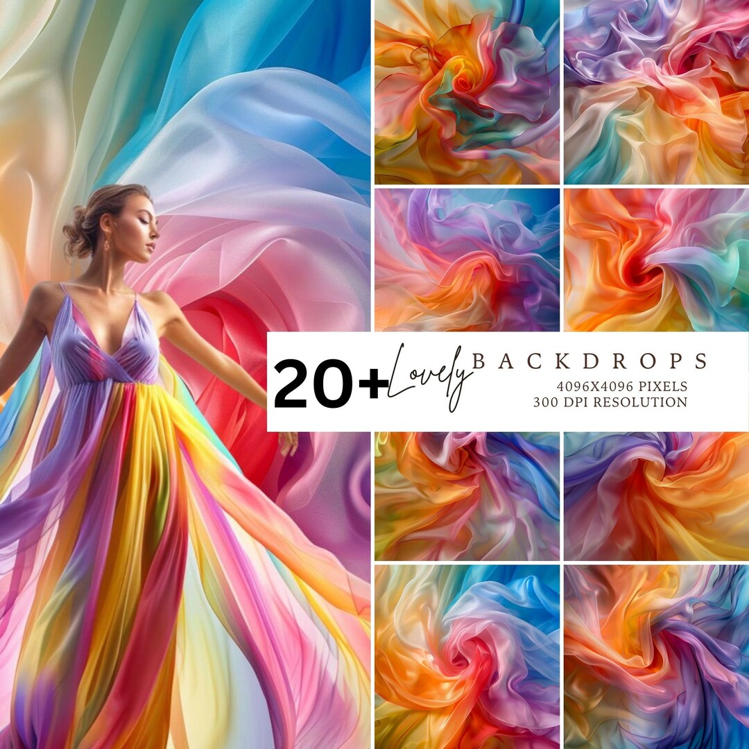 Rainbow Silk Backdrop, Flowing Fabric Backdrop, Photography Backdrop ...