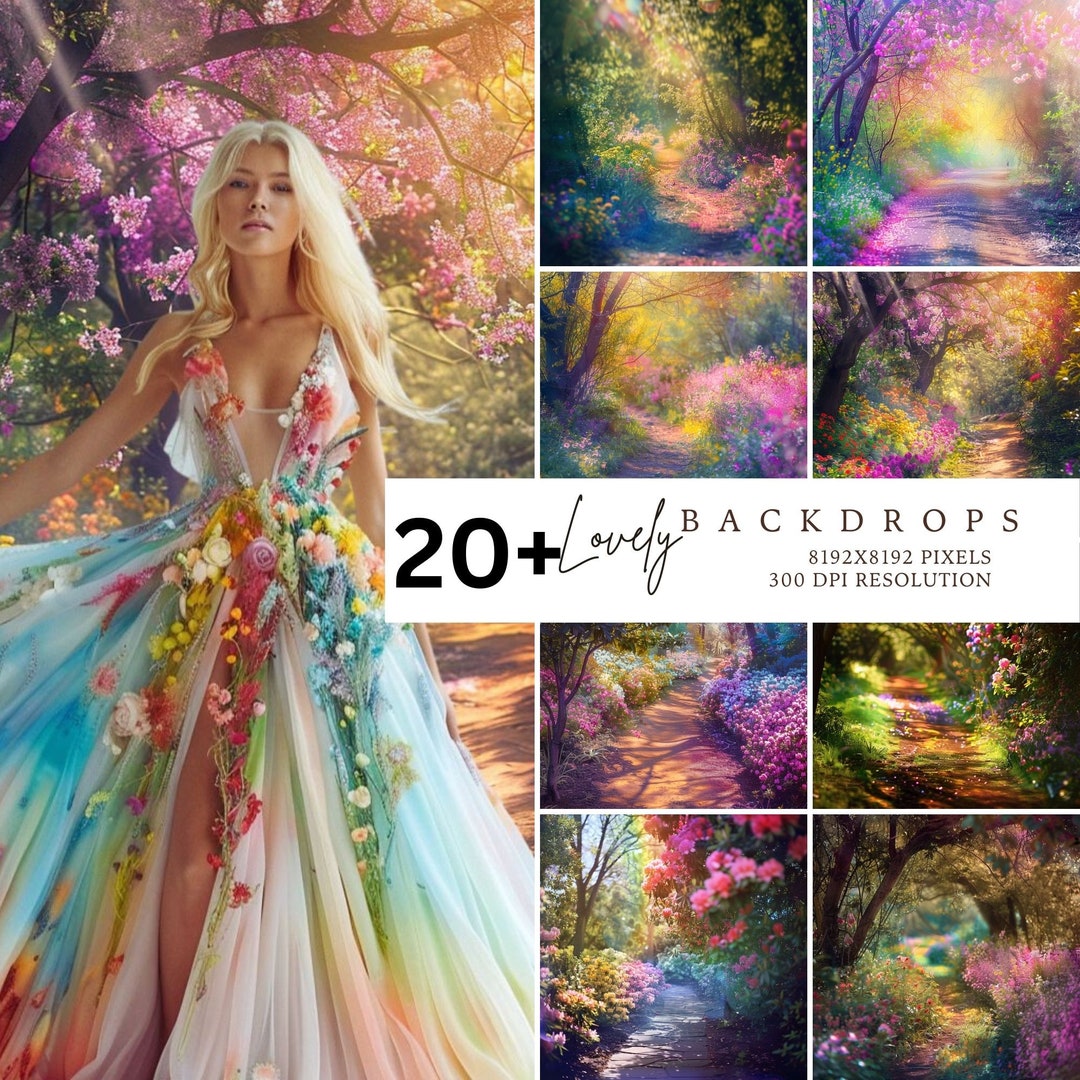 Forest Backdrop, Spring Backdrop, Rainbow, Photography Backdrop, Photo ...