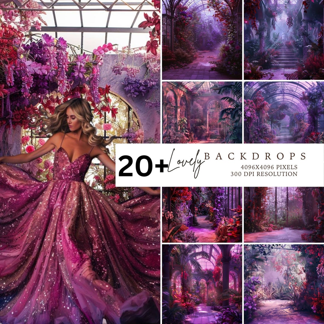 Red Purple Atrium, Interior, Floral, Nature, Photography Backdrop ...