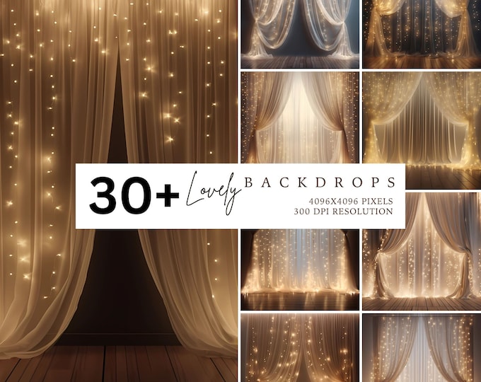 Tulle Curtains Backdrop, Sparkle, Lights, Photography Backdrop, Photo ...